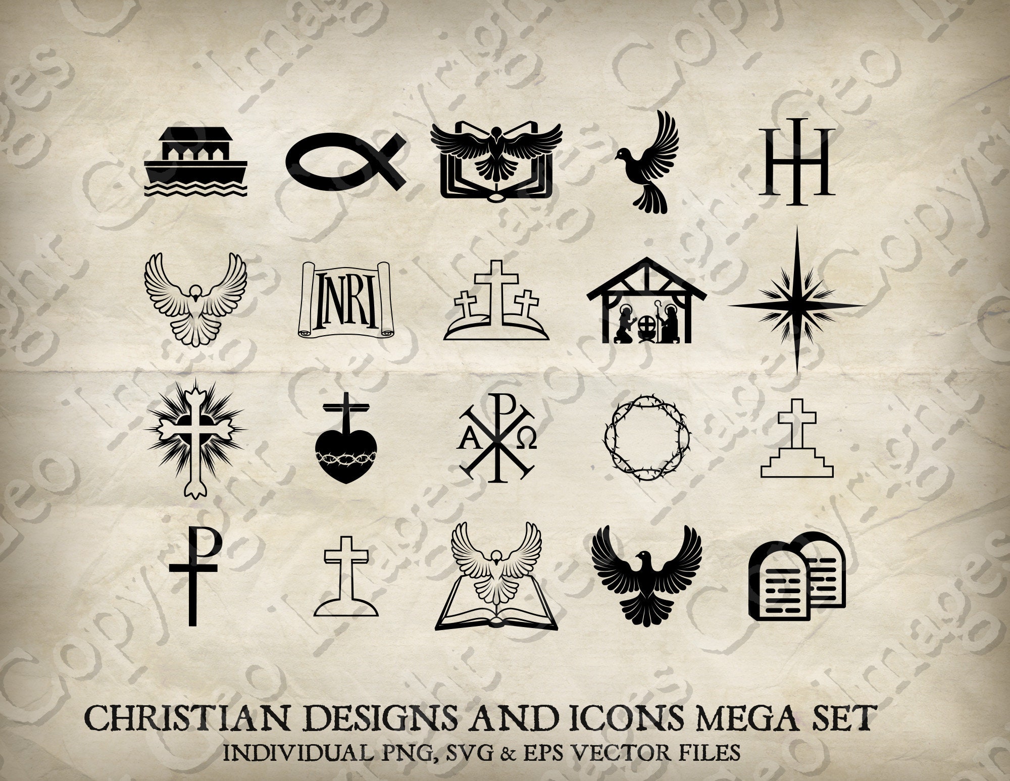 Christian Religious Faith Design Bundle Vector Set. Each Christian ...