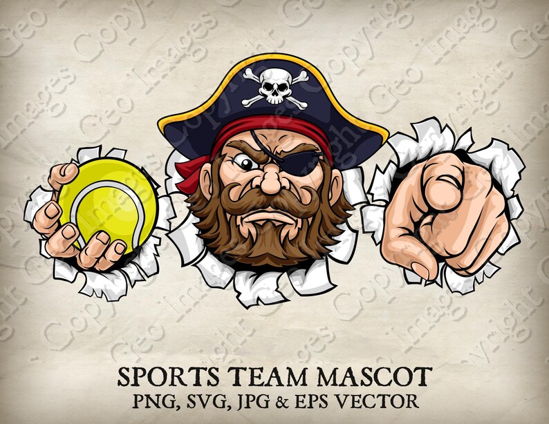 Pirate Captain Raider Tennis Ball Mascot. Pirates Outlaw Team Sports ...