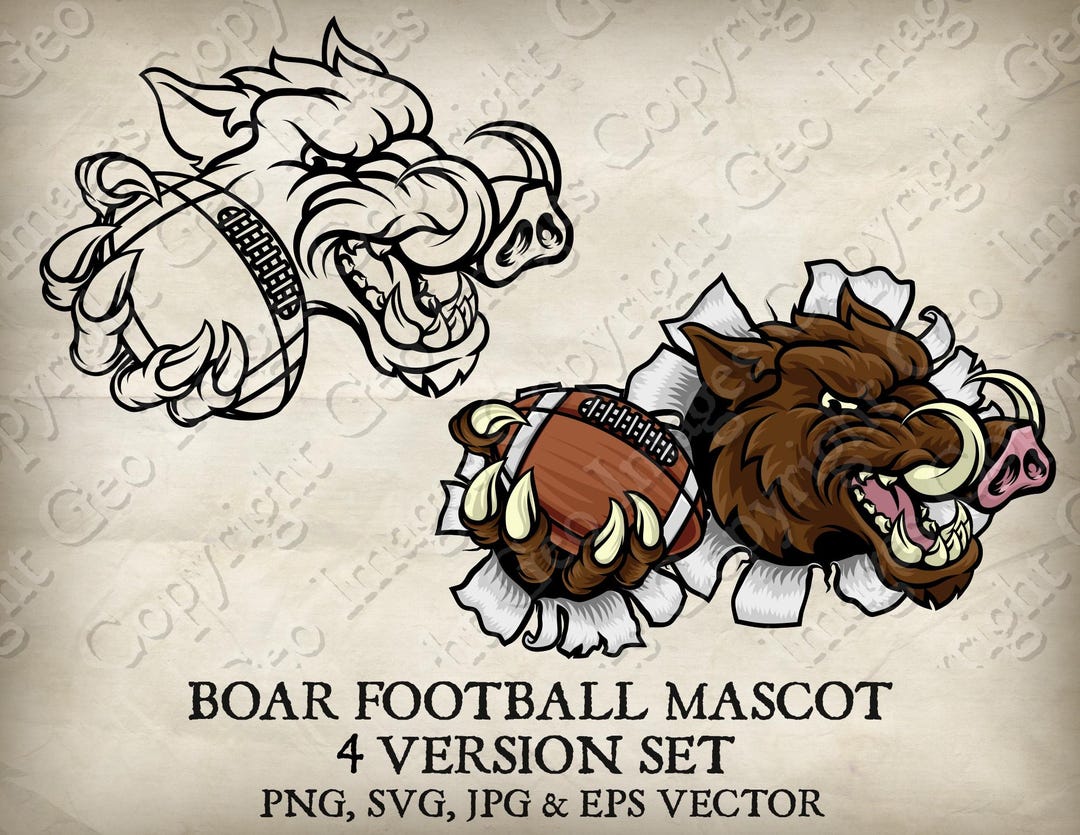 Wild Boar Razorback Warthog Hog Pig American Football Ball Mascot Boars ...