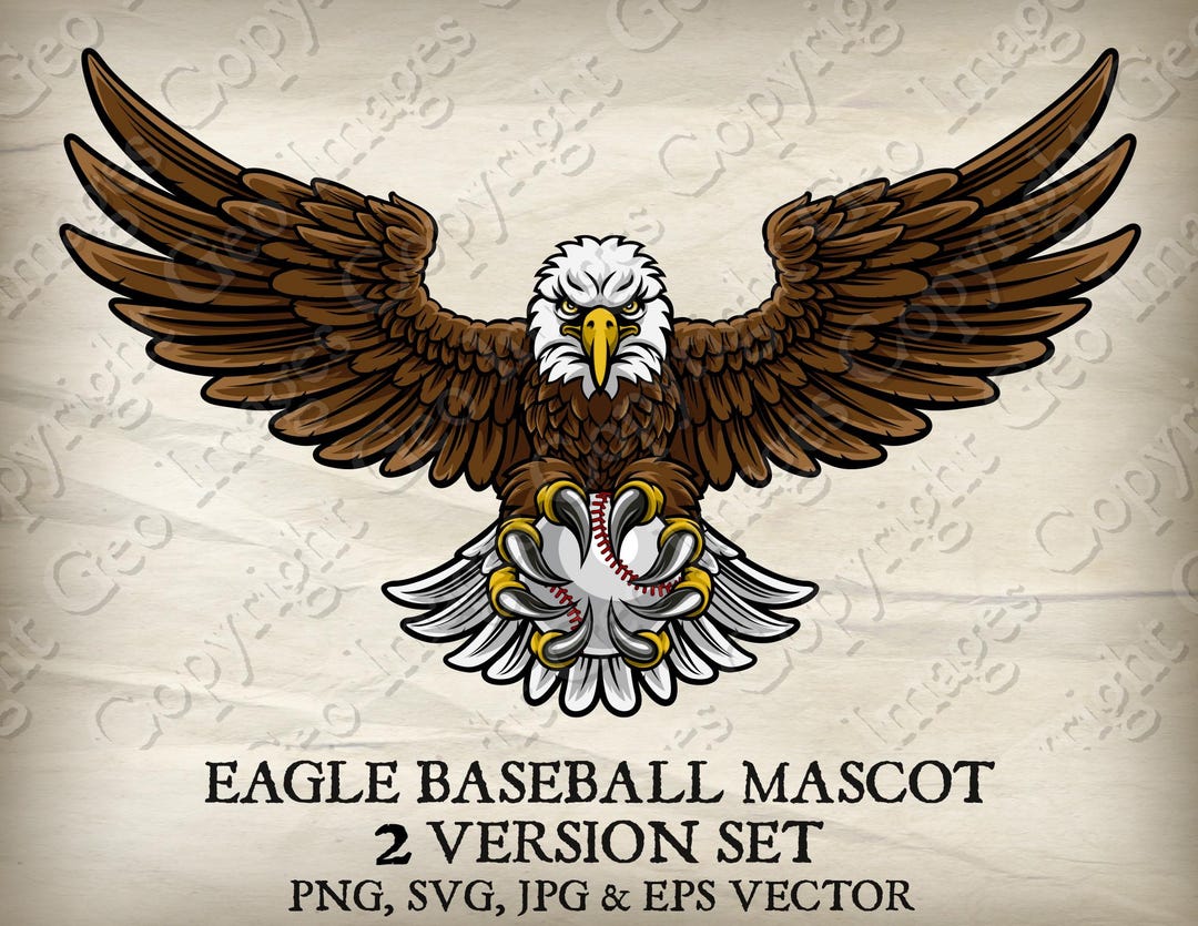 Eagle Hawk Falcon Flying Bird Holding Baseball Ball Claws Sports Mascot ...