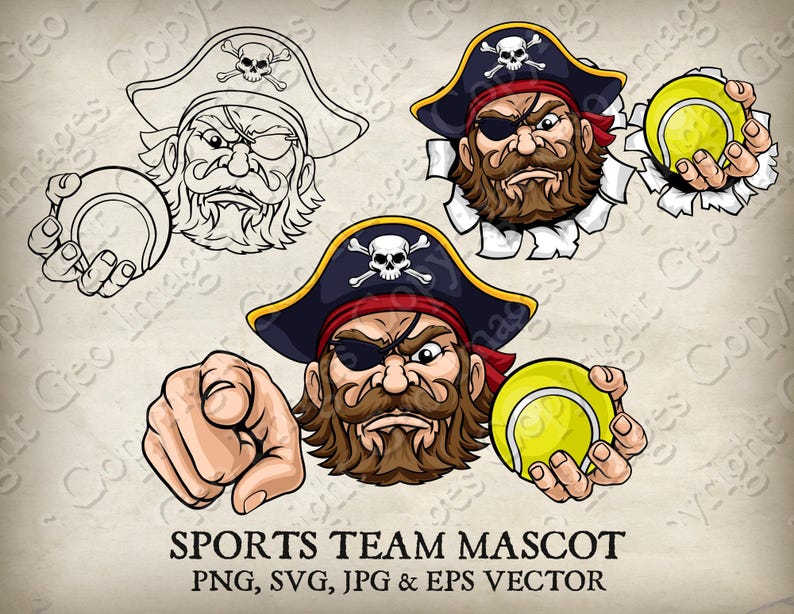Pirate Captain Raider Tennis Ball Mascot. Pirates Outlaw Team Sports ...