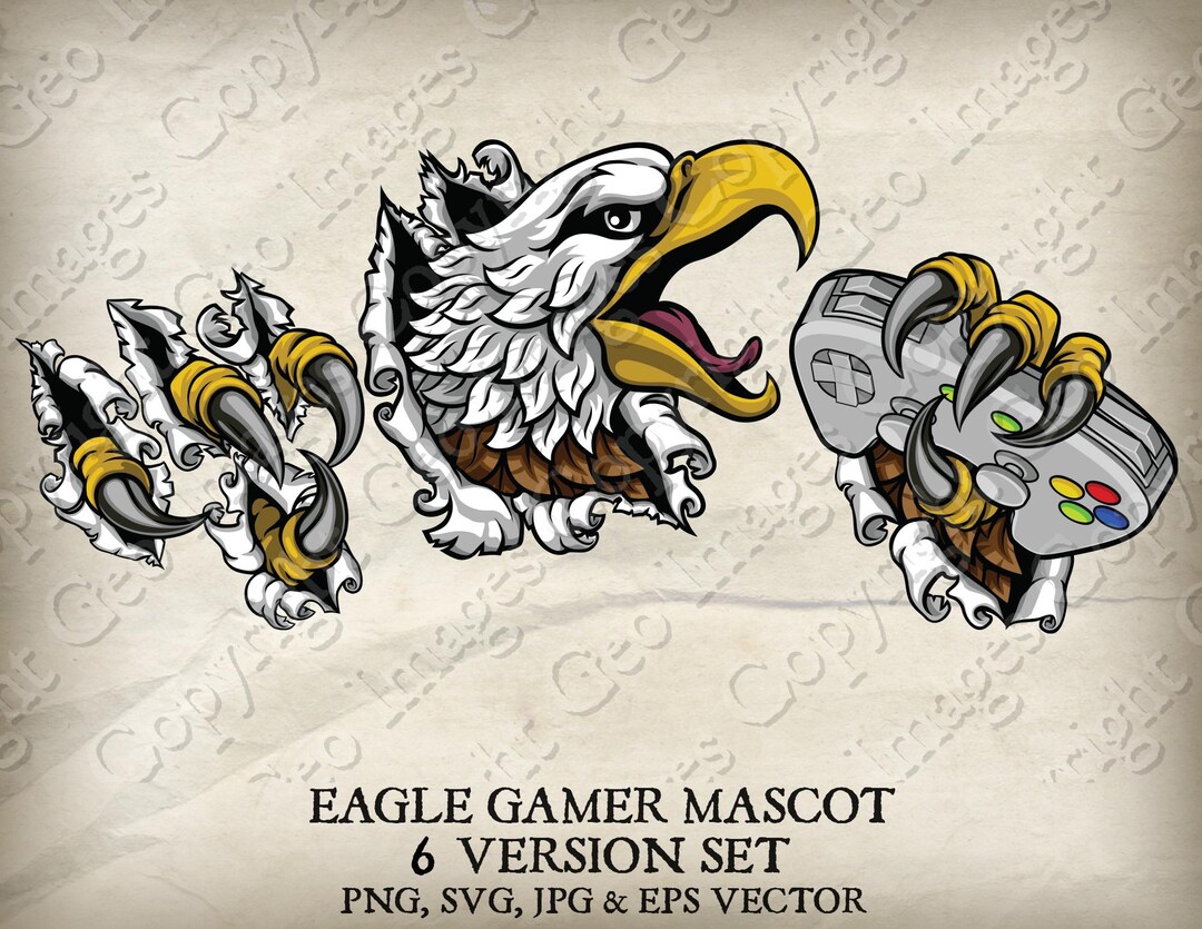 American Bald Eagle Hawk Falcon Gamer Video Game Controller Mascot ...