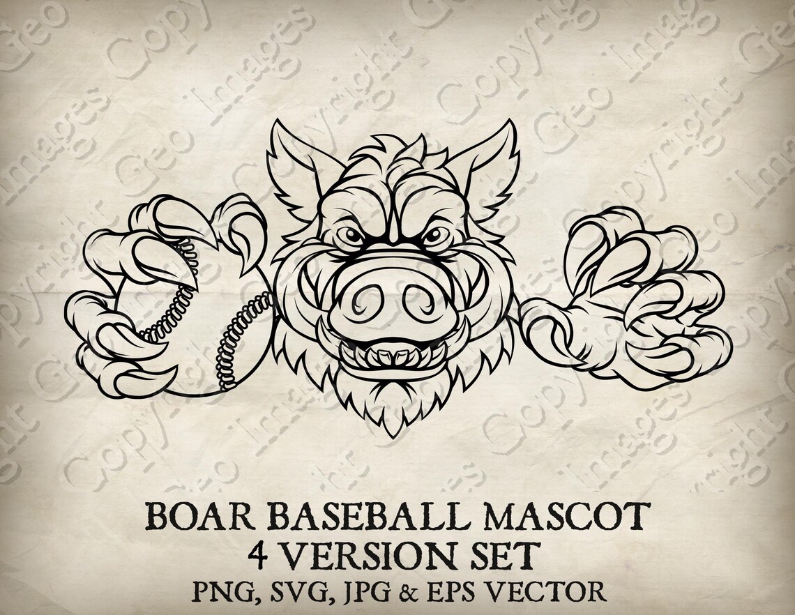 Wild Boar Razorback Warthog Hog Pig Baseball Ball Claws Mascot Boars ...