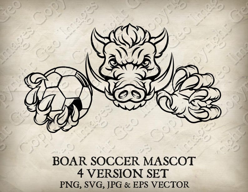 Wild Boar Razorback Warthog Hog Pig Soccer Football Ball Mascot. Boars ...