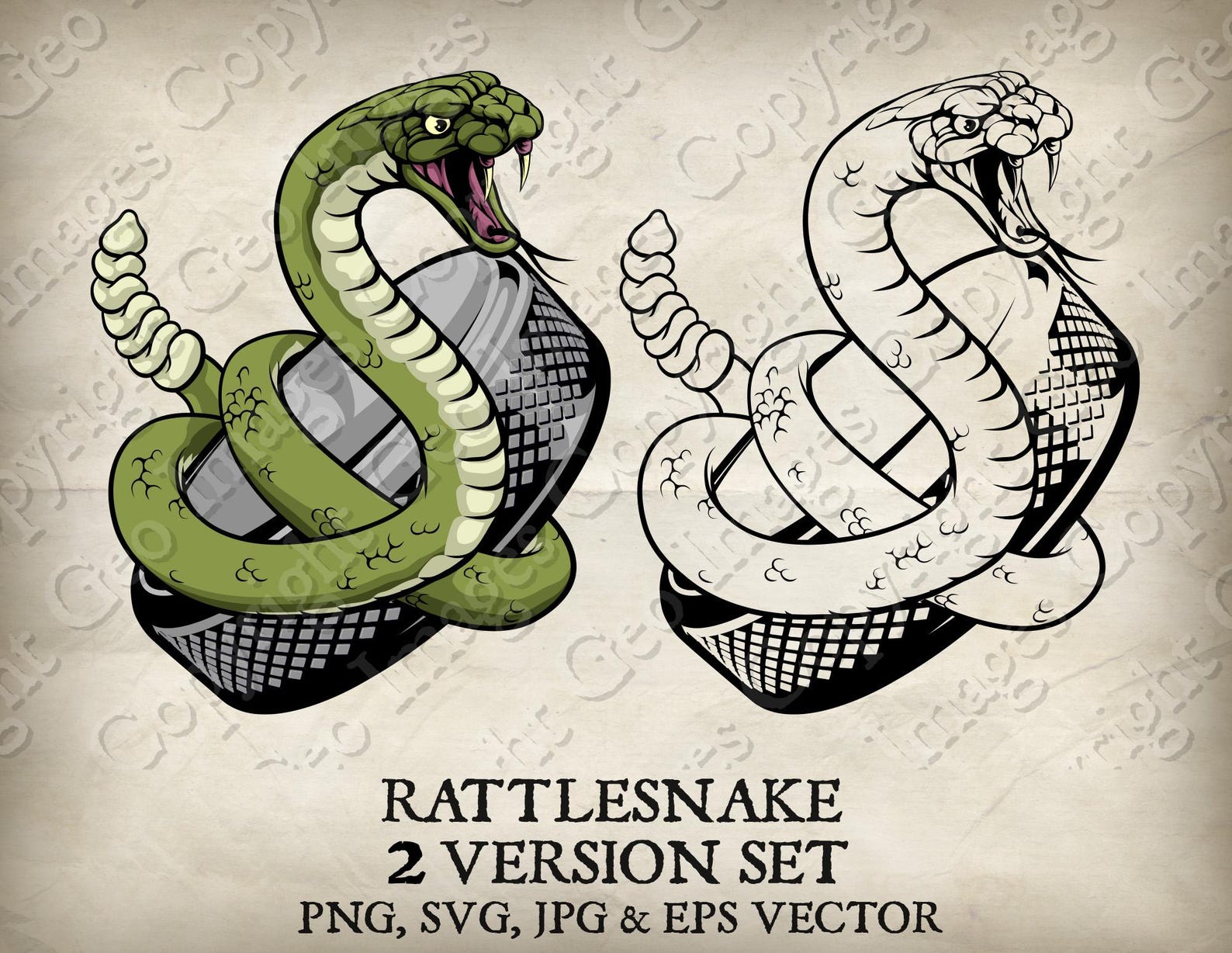 Rattlesnake or Rattle Snake Ice Hockey Sports Team Rattlers Viper ...