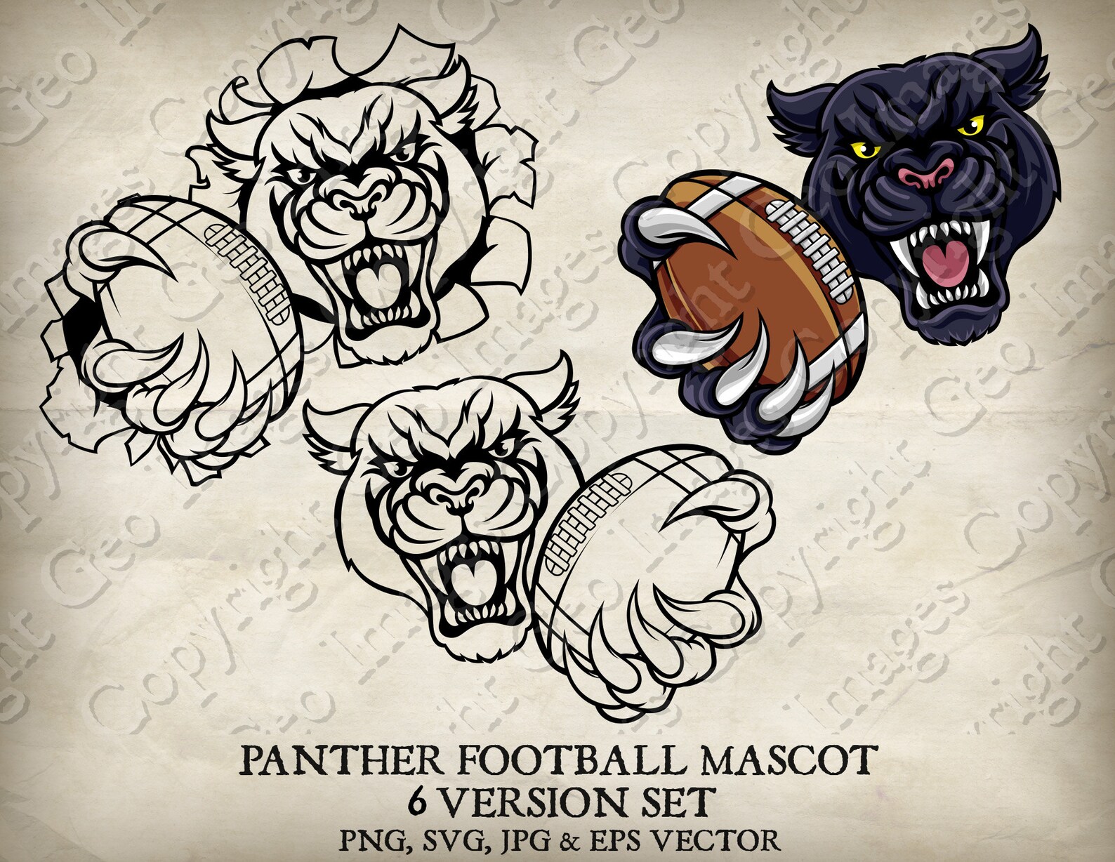 Panther Holding American Football Ball Mascot Jaguar Panthers Logo ...