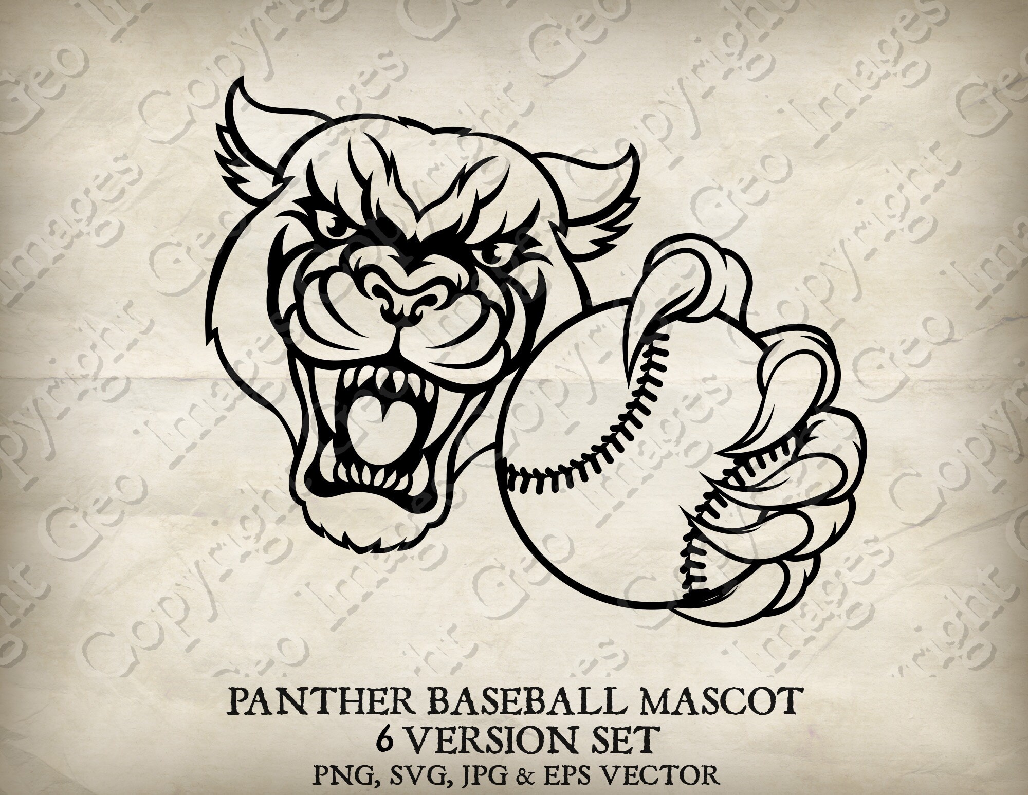 Panther Holding Softball Ball Mascot Jaguar Panthers Logo Cartoon. 6 ...