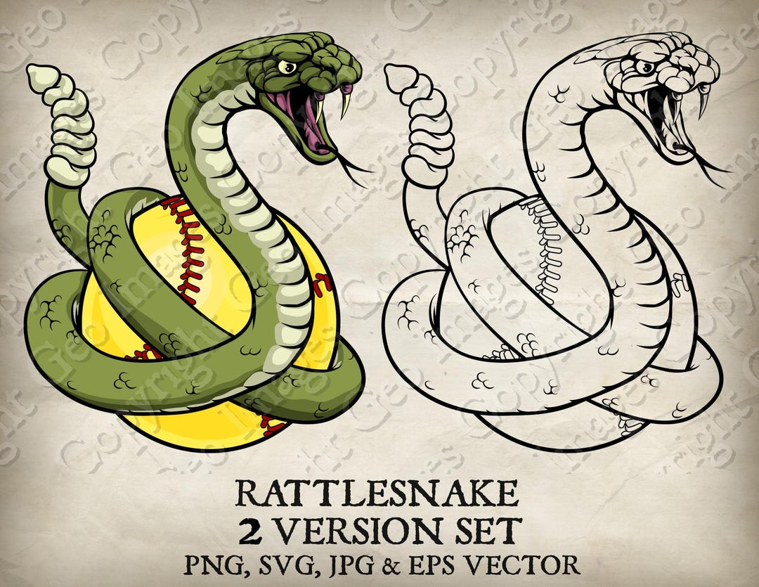 Rattlesnake or Rattle Snake Softball Sports Team Rattlers Viper Mascot ...