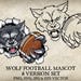 Wolf Holding American Football Ball Team Mascot Wolves Logo Cartoon. 6 ...