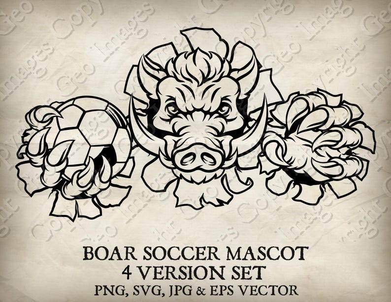 Wild Boar Razorback Warthog Hog Pig Soccer Football Ball Mascot. Boars ...