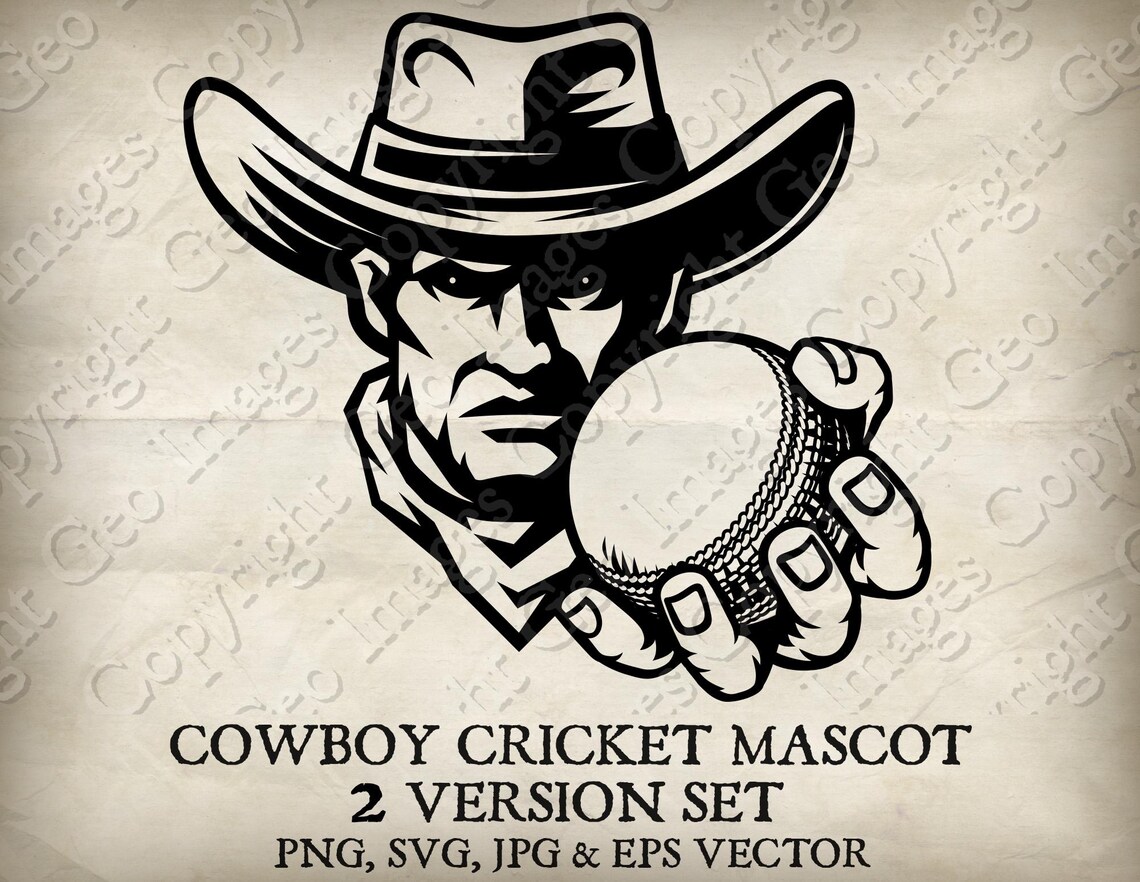 Cowboy Bandit Western Cricket Ball Mascot. Cowboys Outlaw Team Sports ...