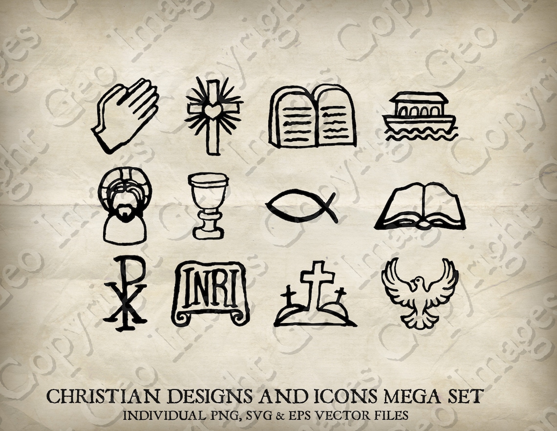 Christian Religious Faith Design Bundle Vector Set. Each Christian ...