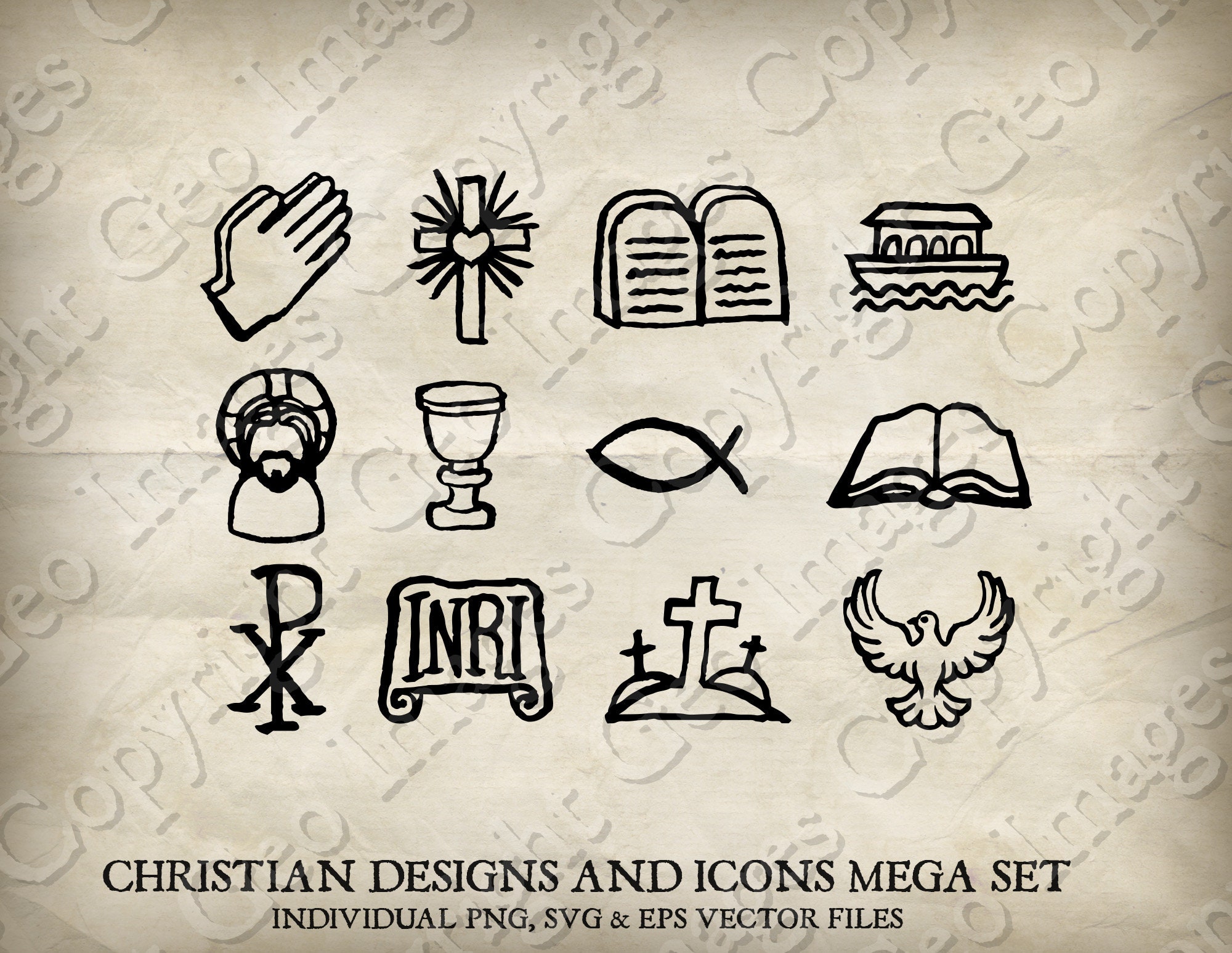 Christian Religious Faith Design Bundle Vector Set. Each Christian ...