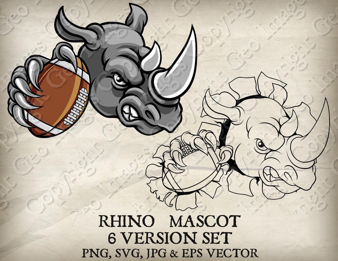 Rhino Rhinoceros American Football Ball Sports Mascot Rhinos Sport Logo ...