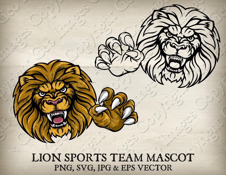 Lion Mascot Lions Sports Team Logo Cartoon Lion Team Mascot With Claws ...