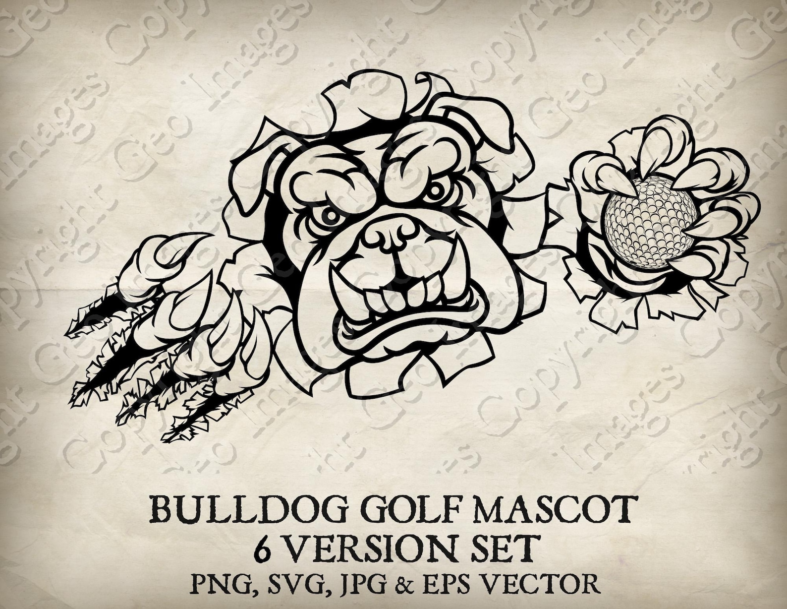 Bulldog Dog Holding Golf Ball in Claw Mascot Bulldogs Face Cartoon Logo ...