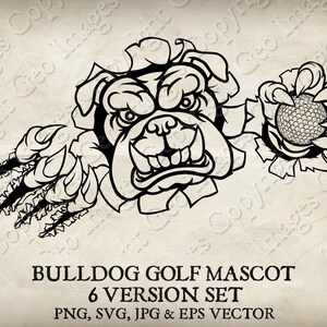 Bulldog Dog Holding Golf Ball in Claw Mascot Bulldogs Face Cartoon Logo ...
