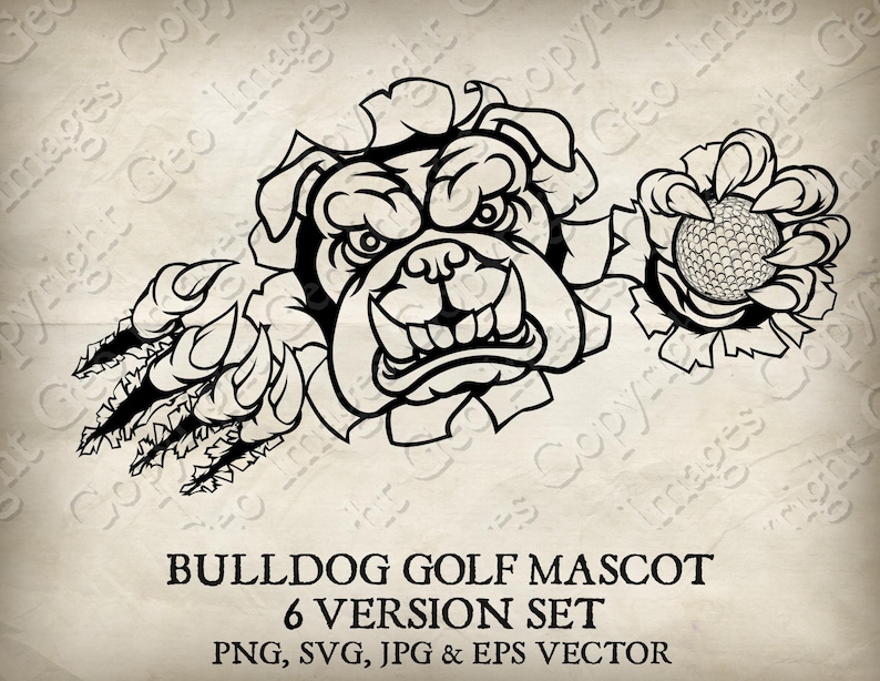 Bulldog Dog Holding Golf Ball in Claw Mascot Bulldogs Face Cartoon Logo ...