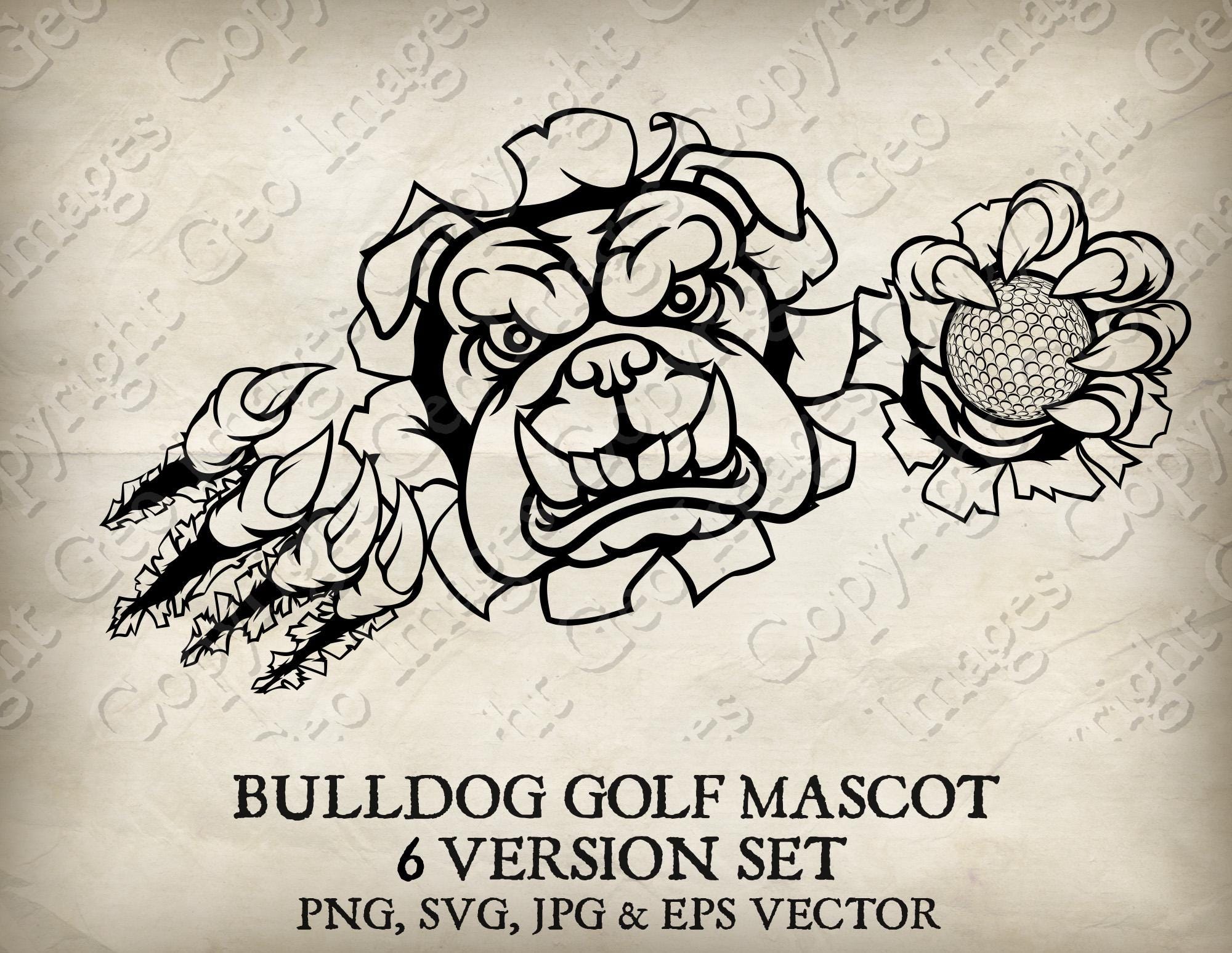 Bulldog Dog Holding Golf Ball in Claw Mascot Bulldogs Face Cartoon Logo ...