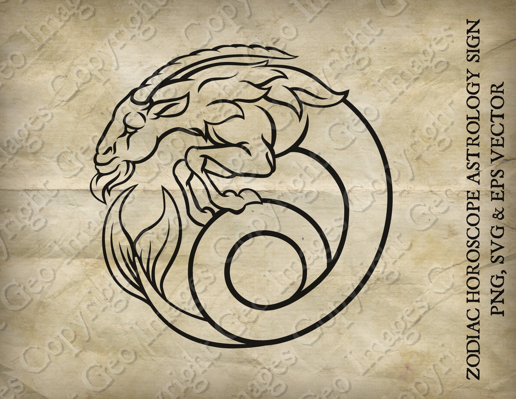 Capricorn the Sea Goat Zodiac Horoscope Sign Symbol Icon; Astrology ...