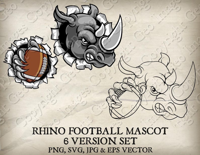 Rhino Rhinoceros American Football Ball Sports Mascot Rhinos Sport Logo ...