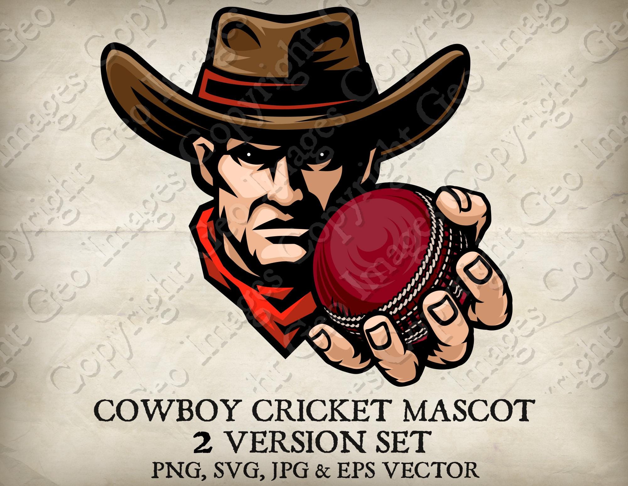 Cowboy Bandit Western Cricket Ball Mascot. Cowboys Outlaw Team Sports ...