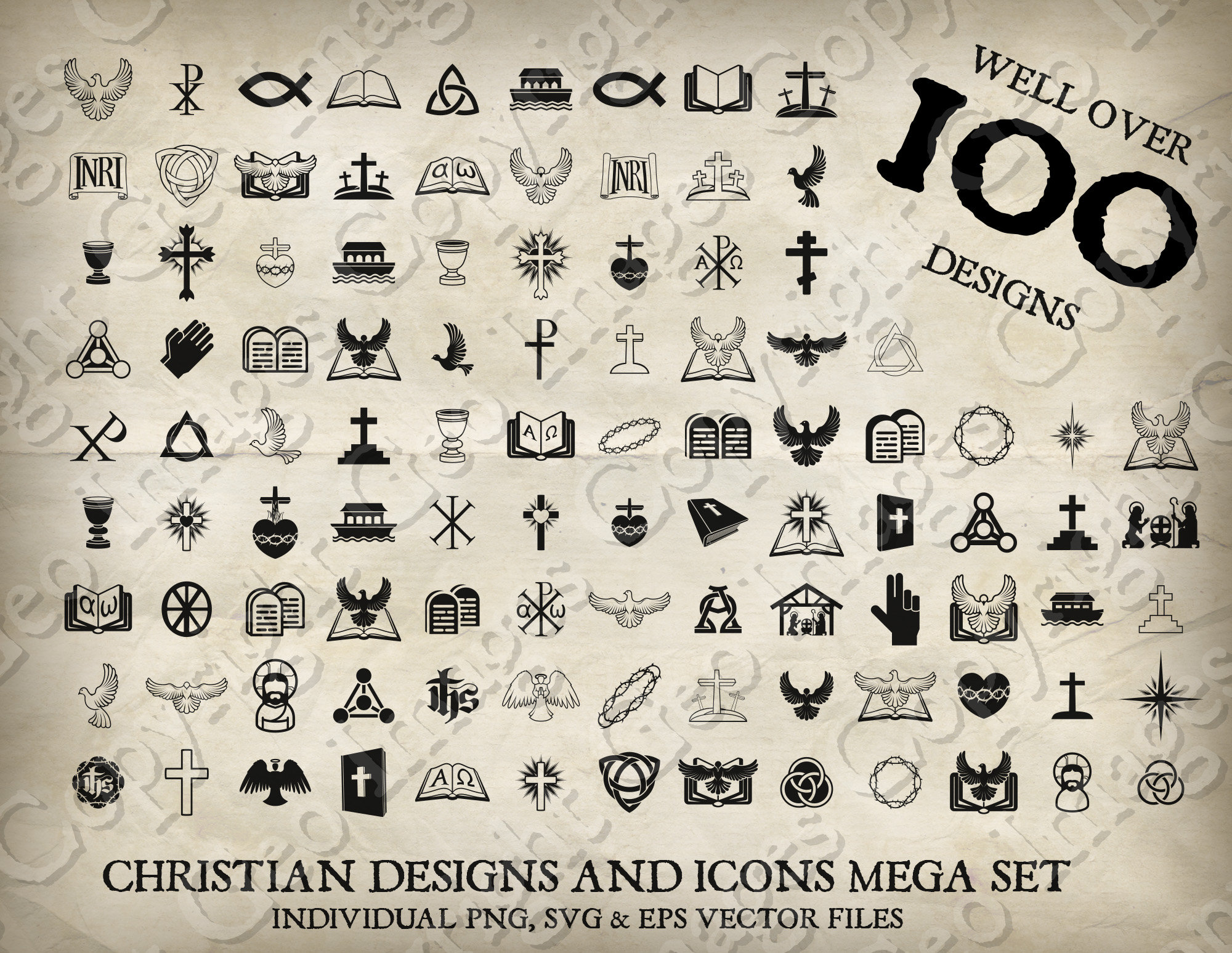 Christian Religious Faith Design Bundle Vector Set Chrismons. Each ...