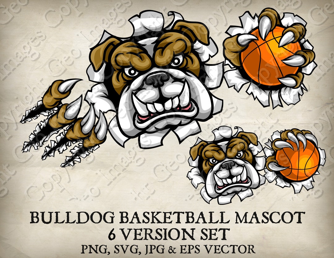 Bulldog Dog Holding Basketball Ball in Claw Mascot Bulldogs Face ...