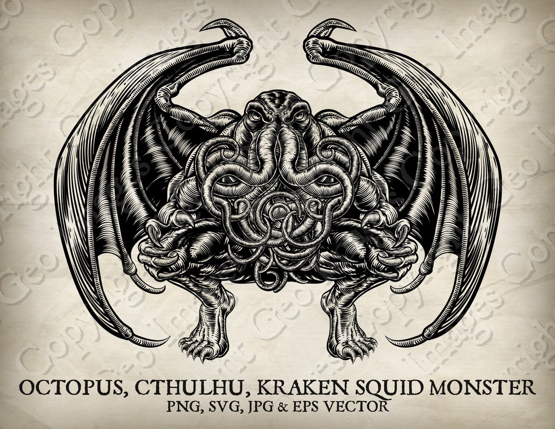 Cthulhu Cthulu Lovecraft Monster Kraken or Octopus Tentacle Faced ...