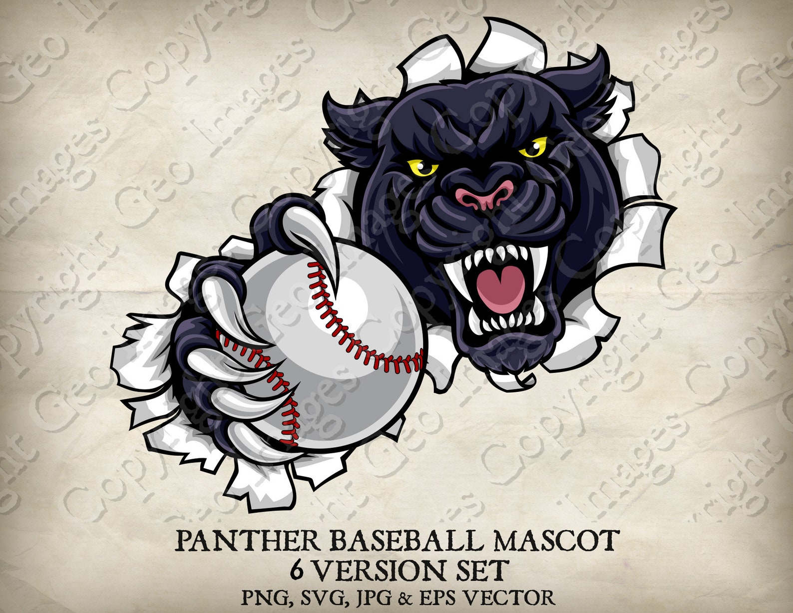 Panther Holding Baseball Ball Mascot Jaguar Panthers Logo Cartoon. 6 ...