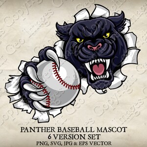 Panther Holding Baseball Ball Mascot Jaguar Panthers Logo Cartoon. 6 ...