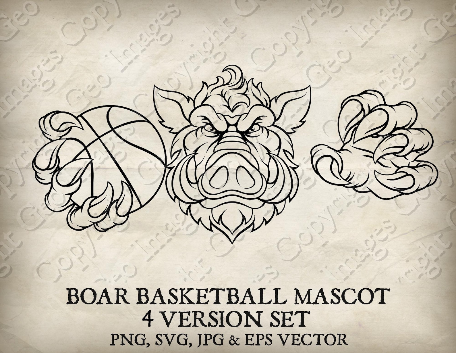 Wild Boar Razorback Warthog Hog Pig Basketball Ball Claws Mascot Boars ...