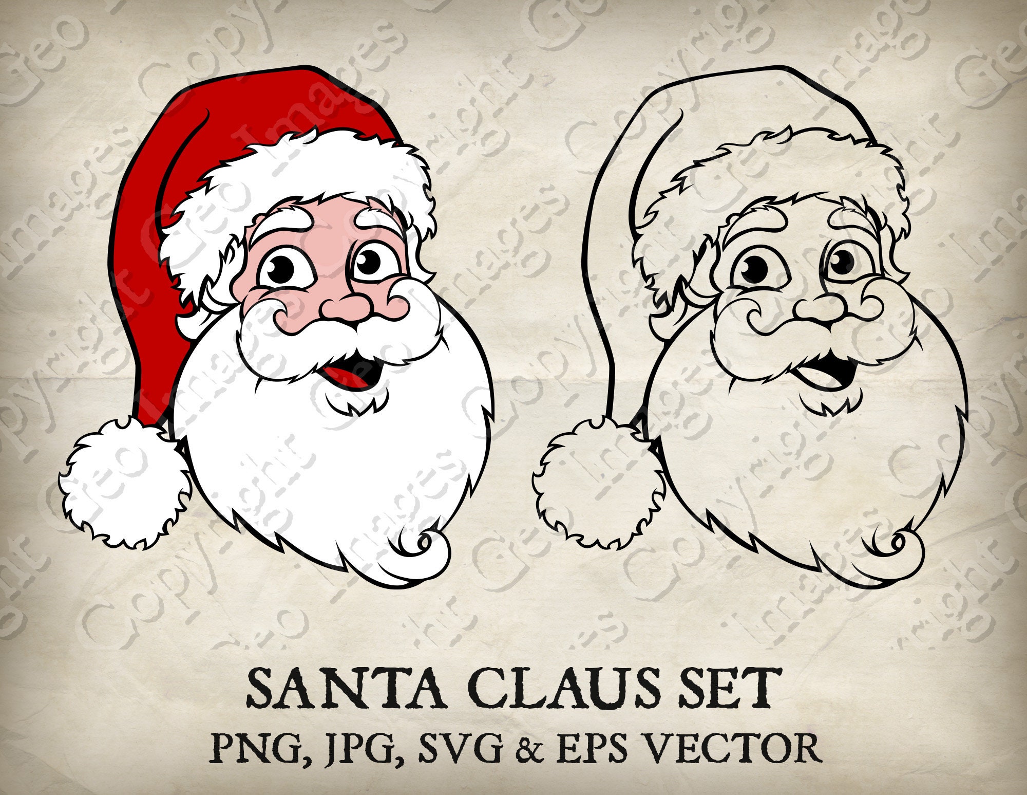 Santa Claus Face Father Christmas Head Artwork Clipart Vector SVG EPS ...
