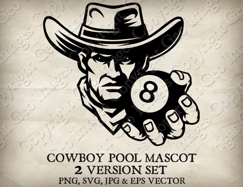 Cowboy Bandit Western Pool Billiards 8 Ball Mascot. Cowboys Outlaw ...