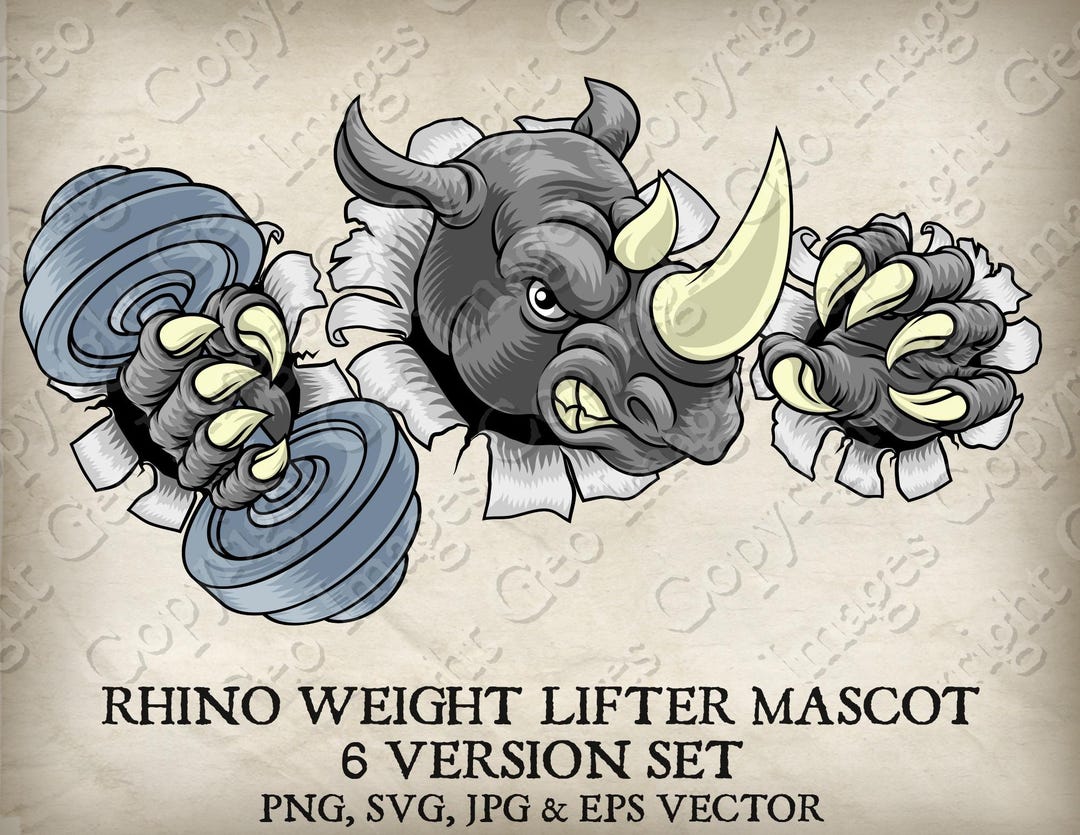 Rhino Rhinoceros Weight Lifting Weight Lifter Gym Weightlifting ...