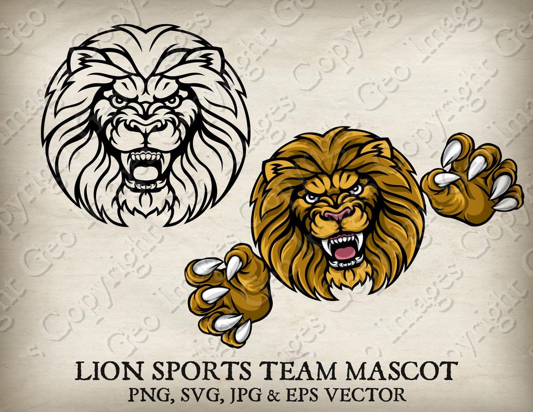 Lion Mascot Lions Sports Team Logo Cartoon Lion Team Mascot With Claws ...