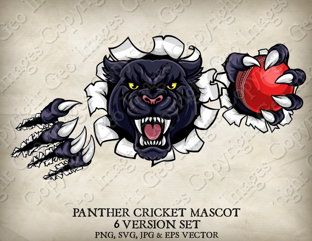 Panther Holding Cricket Ball Mascot Jaguar Panthers Logo Cartoon. 6 ...