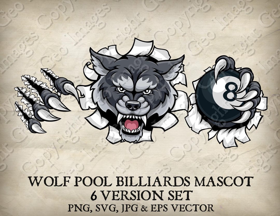 Wolf Werewolf Billiard Pool 8 Black Ball Billiards Mascot Claw Coyote ...