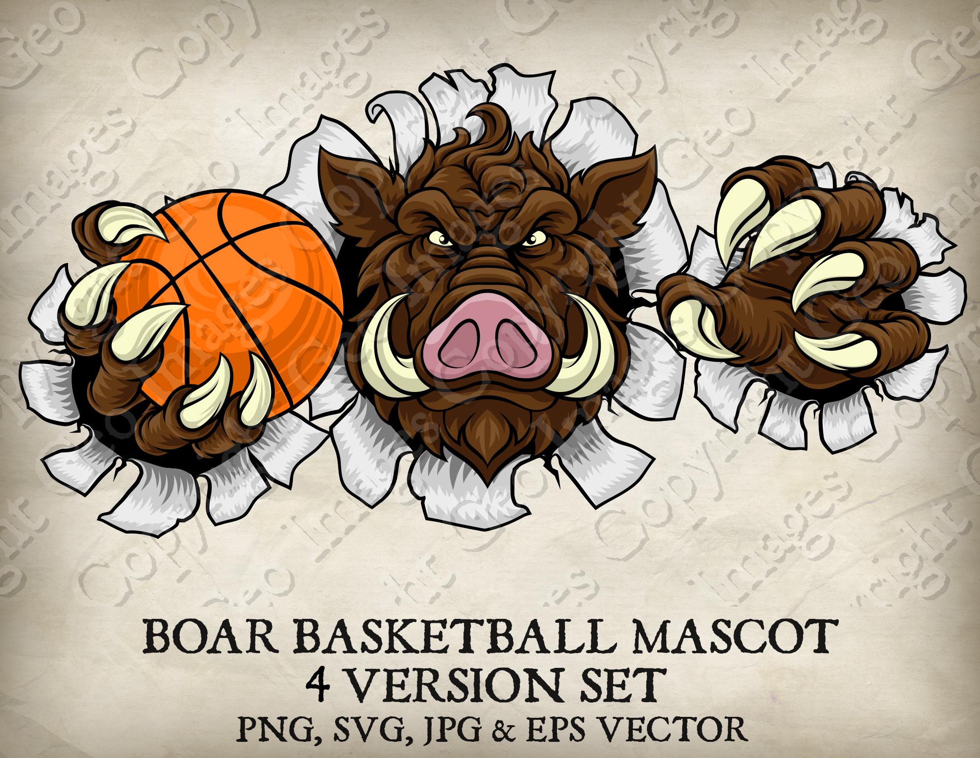 Wild Boar Razorback Warthog Hog Pig Basketball Ball Claws Mascot Boars ...