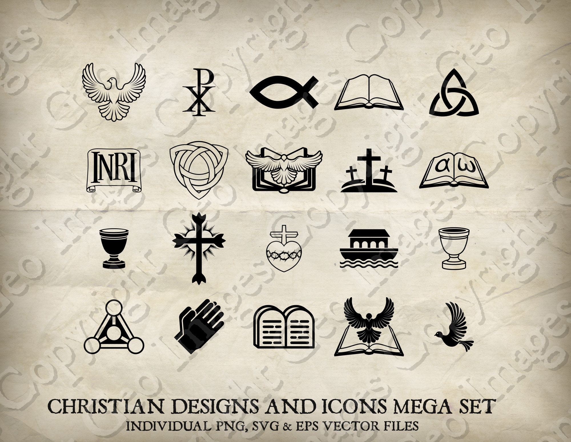 Christian Religious Faith Design Bundle Vector Set. Each Christian ...
