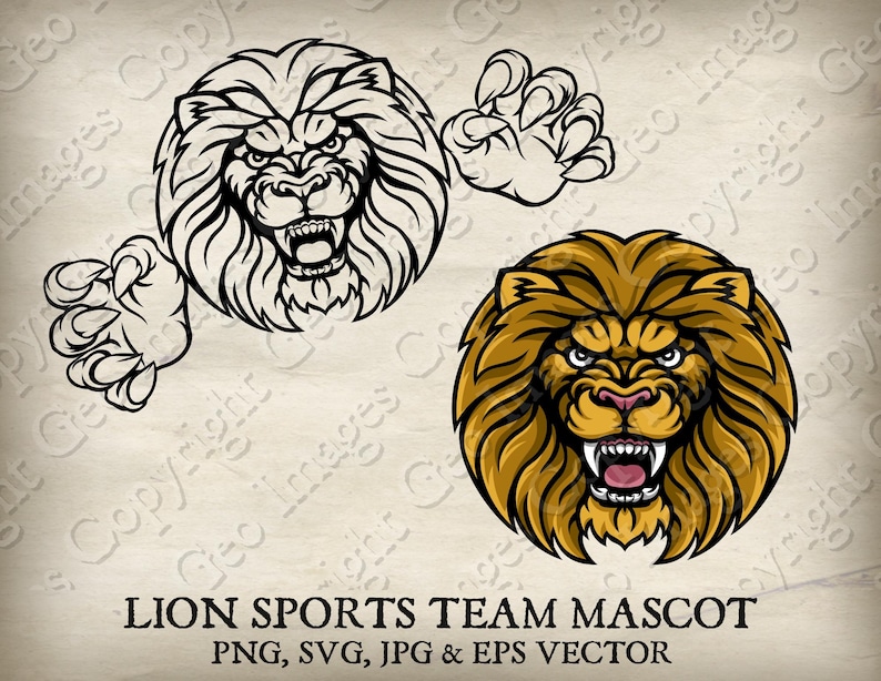 Lion Mascot Lions Sports Team Logo Cartoon Lion Team Mascot With Claws ...