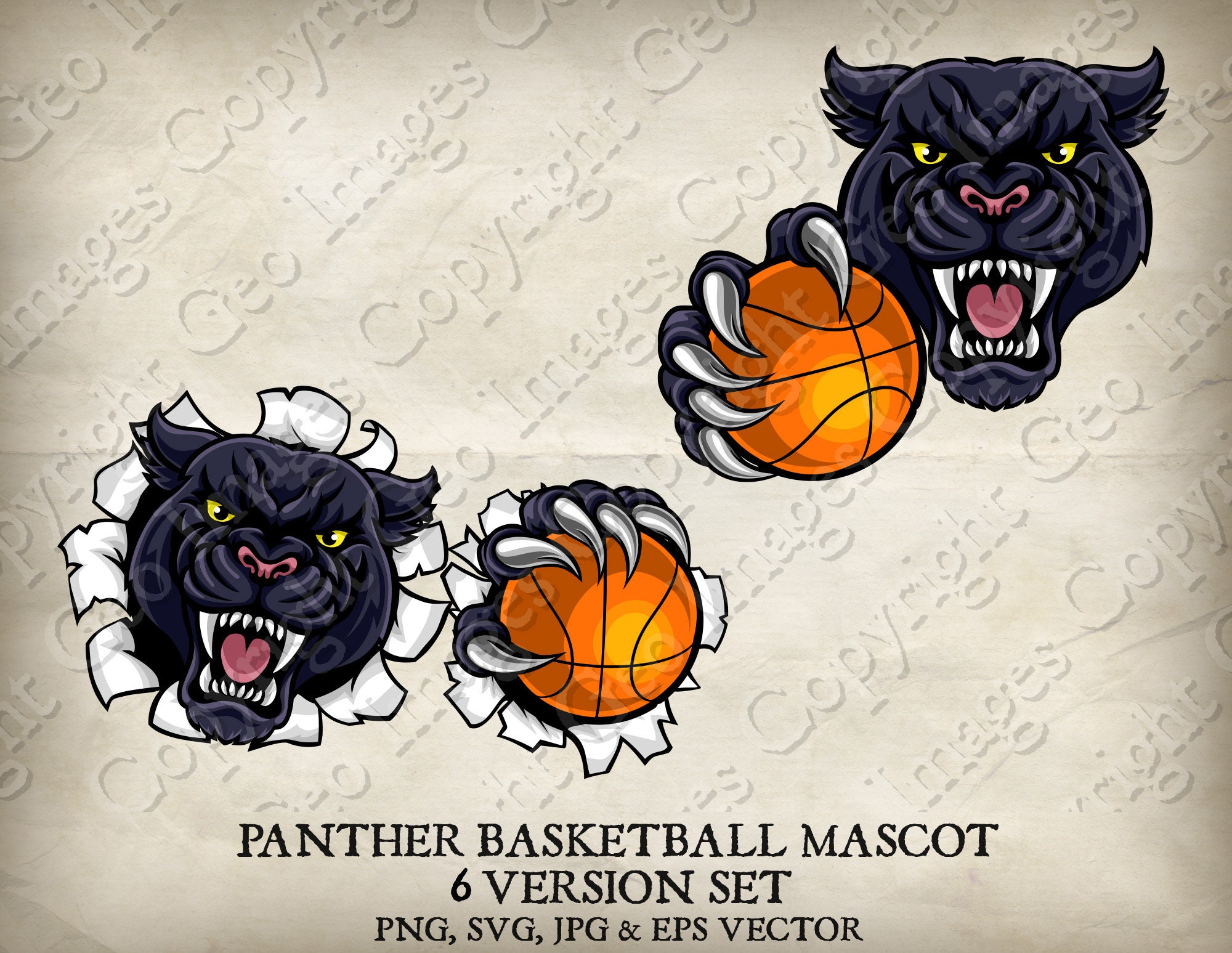 Panther Holding Basketball Ball Mascot Jaguar Panthers Logo Cartoon. 6 ...