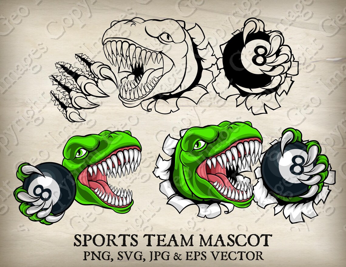 Dinosaur Mascot T Rex Raptor Lizard Pool Billiards Mascot 8 Pool Ball ...