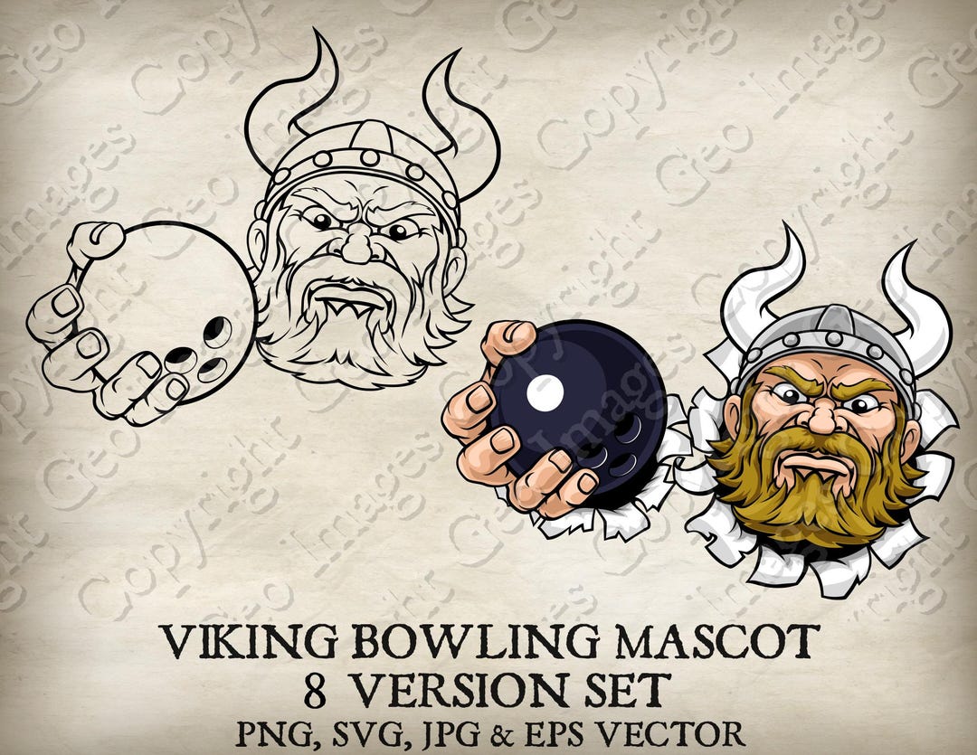 Viking Warrior Bowling Ball Mascot Man. Vikings Sports Team Logo ...