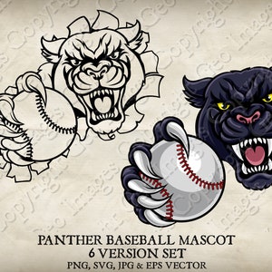 Panther Holding Baseball Ball Mascot Jaguar Panthers Logo Cartoon. 6 ...