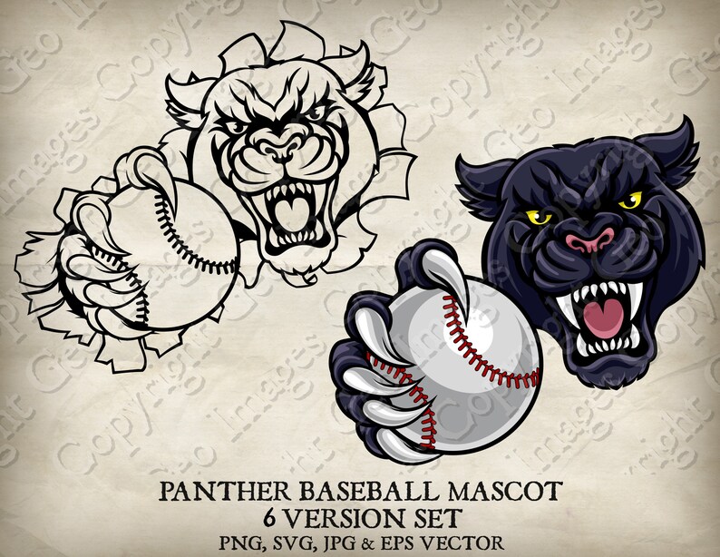 Panther Holding Baseball Ball Mascot Jaguar Panthers Logo Cartoon. 6 ...