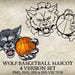 Wolf Holding Basketball Ball Team Mascot Timber Wolves Logo Cartoon. 6 ...