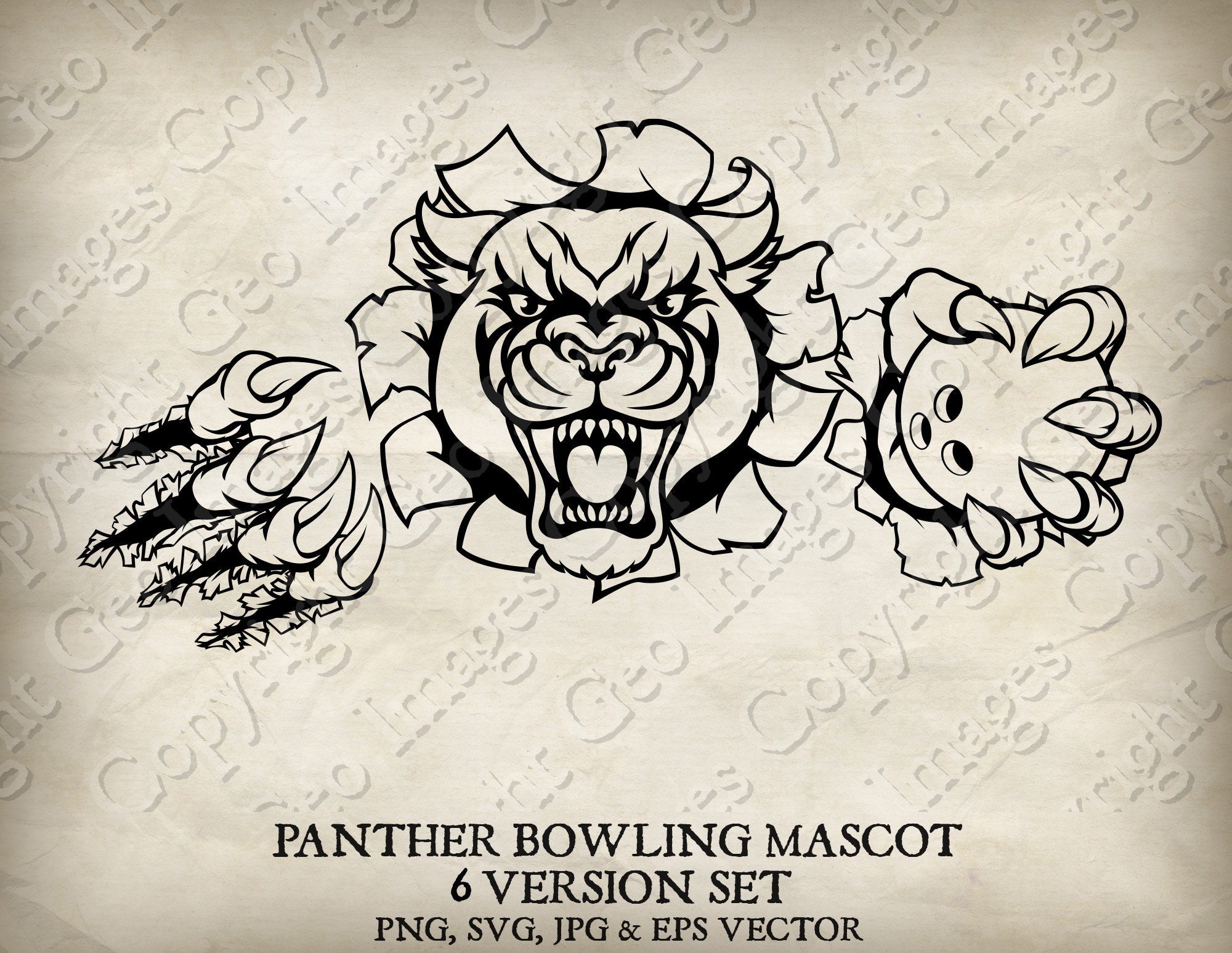 Panther Holding Bowling Ball Mascot Jaguar Panthers Logo Cartoon. 6 ...
