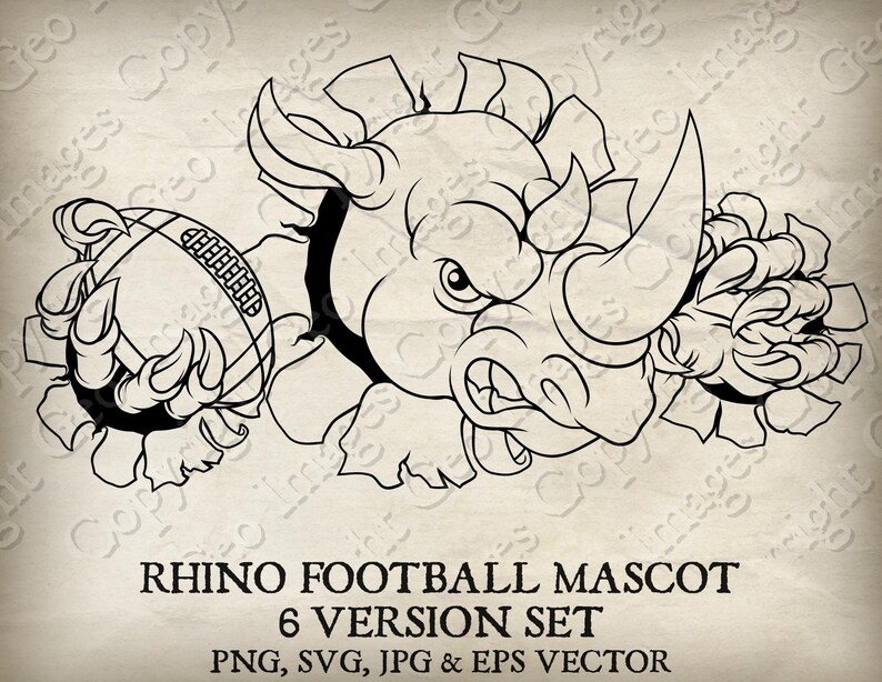Rhino Rhinoceros American Football Ball Sports Mascot Rhinos Sport Logo ...