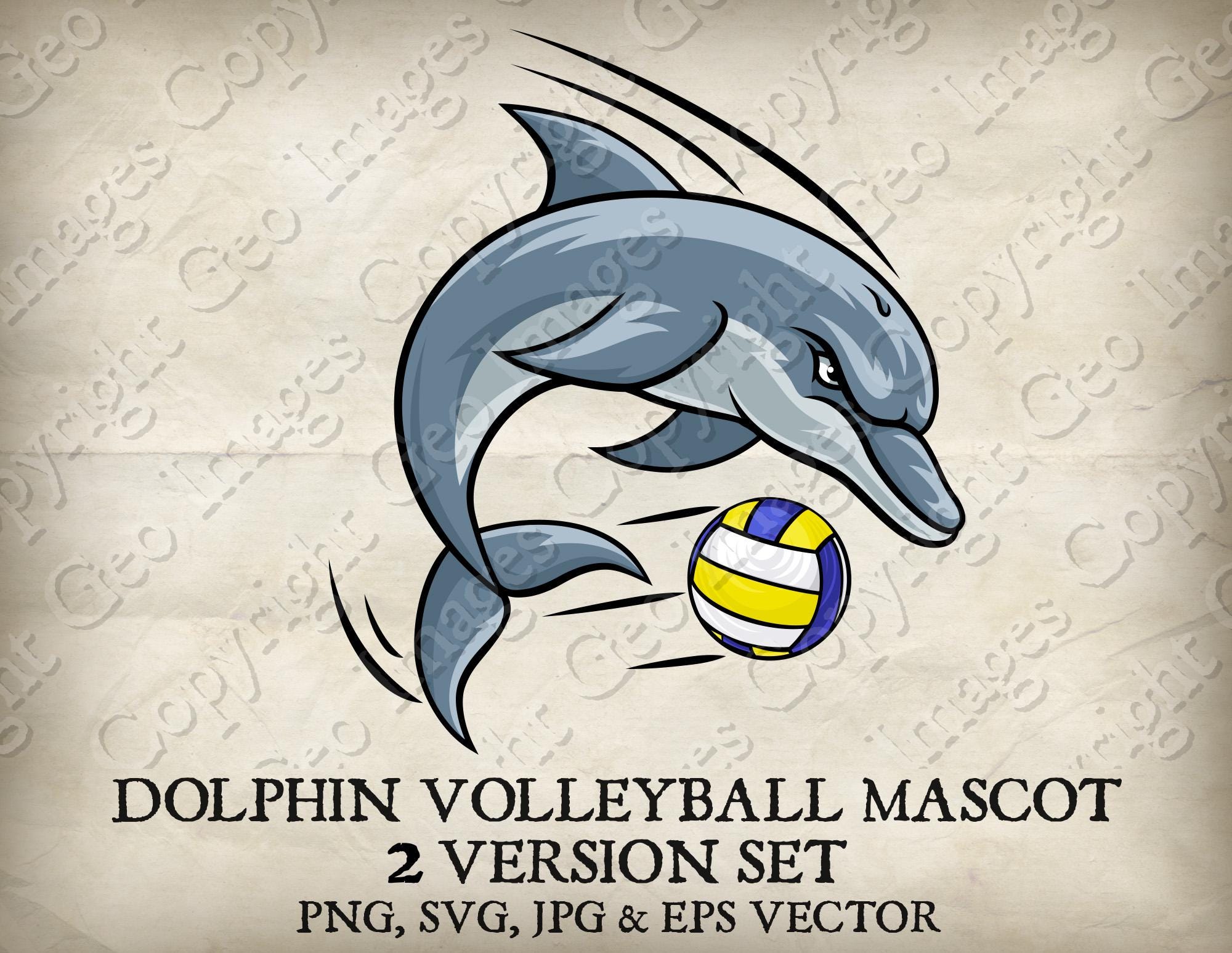 Dolphin Volleyball Ball Mascot. Dolphins Team Sports Logo Cartoon. 2 ...